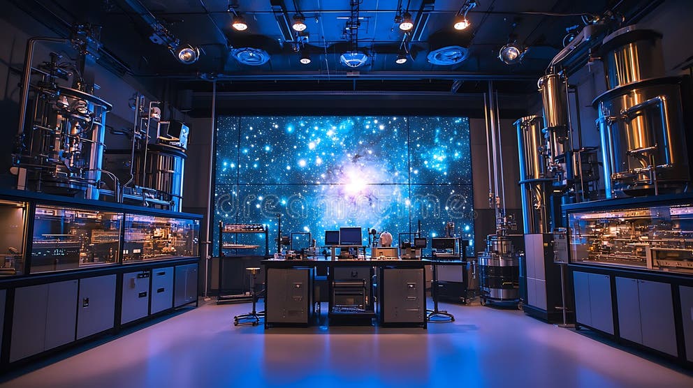 Futuristic Laboratory Interior with a NebulaProjected Wall Stock Illustration - Illustration of ...