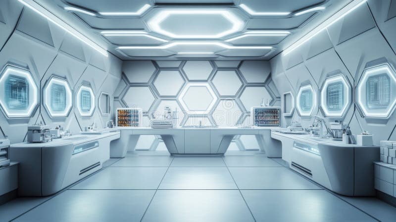 Futuristic Laboratory Interior with Sleek Design and Illuminated ...