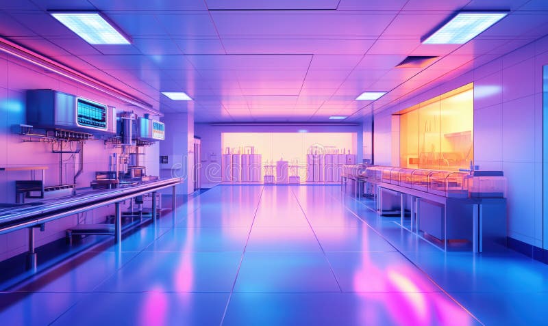 Futuristic Laboratory Interior Sleek Design Vibrant Lighting Stock ...