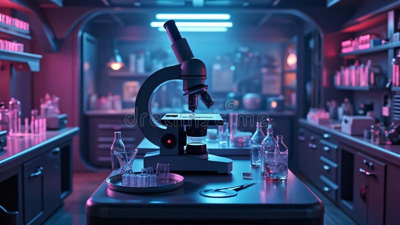 Futuristic Laboratory Microscope Science Research Good Resolution Stock ...