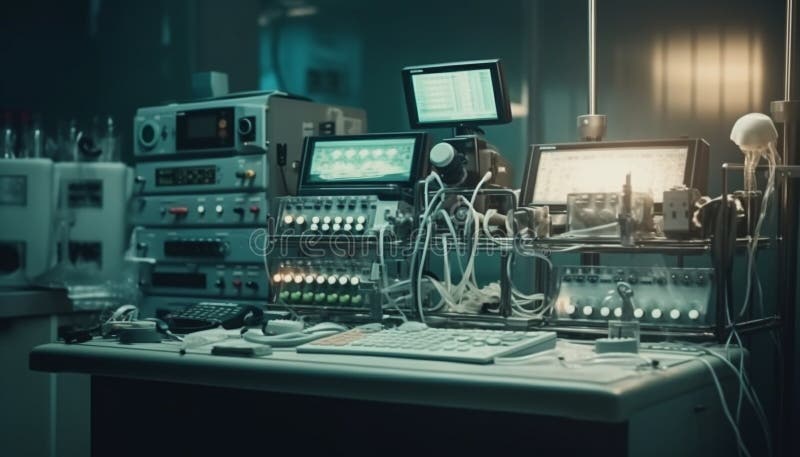 Futuristic Laboratory with Modern Computer Equipment and Machinery ...