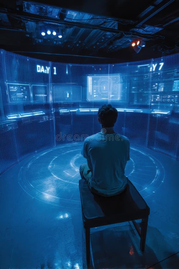 Futuristic Laboratory Person Technology Digital Blue Screen Testing ...