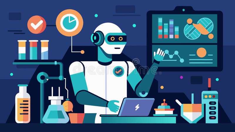 In A Futuristic Laboratory A Robot Uses Sophisticated Algorithms To Synthesize Complex Data Sets