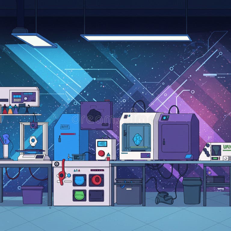 Futuristic Laboratory Scene Featuring Advanced Equipment and a High-tech Stock Illustration ...