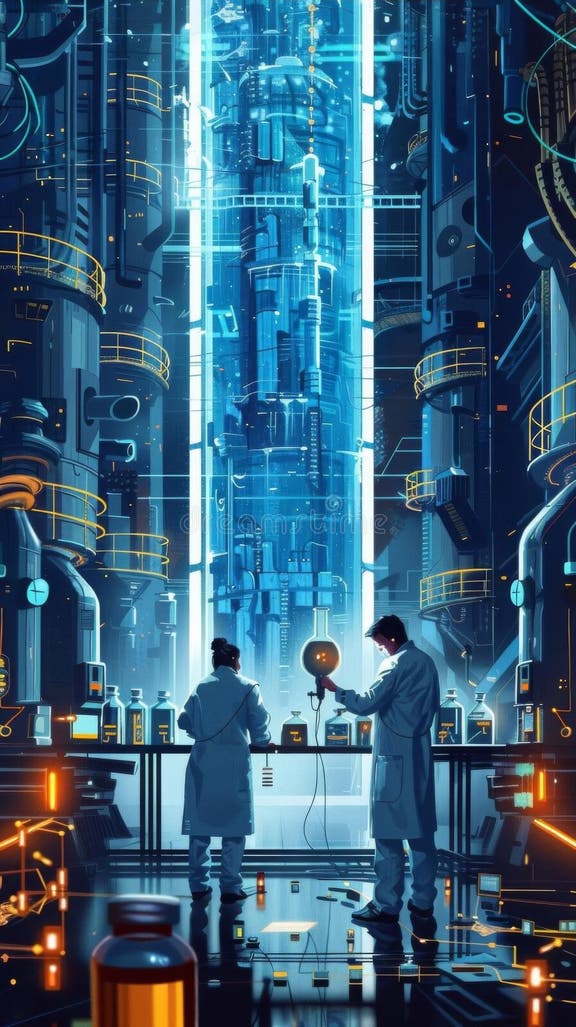 Futuristic Laboratory with Scientists and Advanced Technology Stock ...