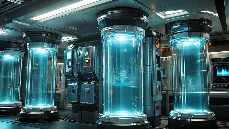 Futuristic Laboratory Showcasing Glowing Tanks and Advanced Technology ...