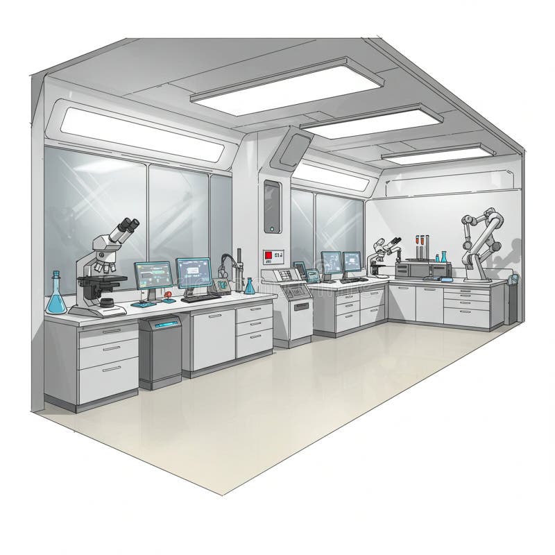 Futuristic Laboratory with Sleek Lines and Modern Equipment, Including ...