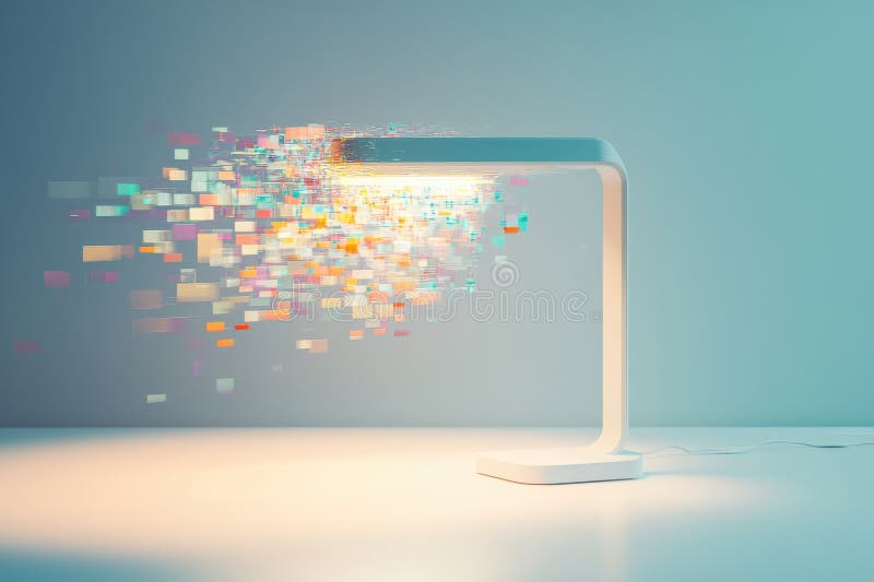 Futuristic Lamp with Digital Pixels Dispersing in a Conceptual ...