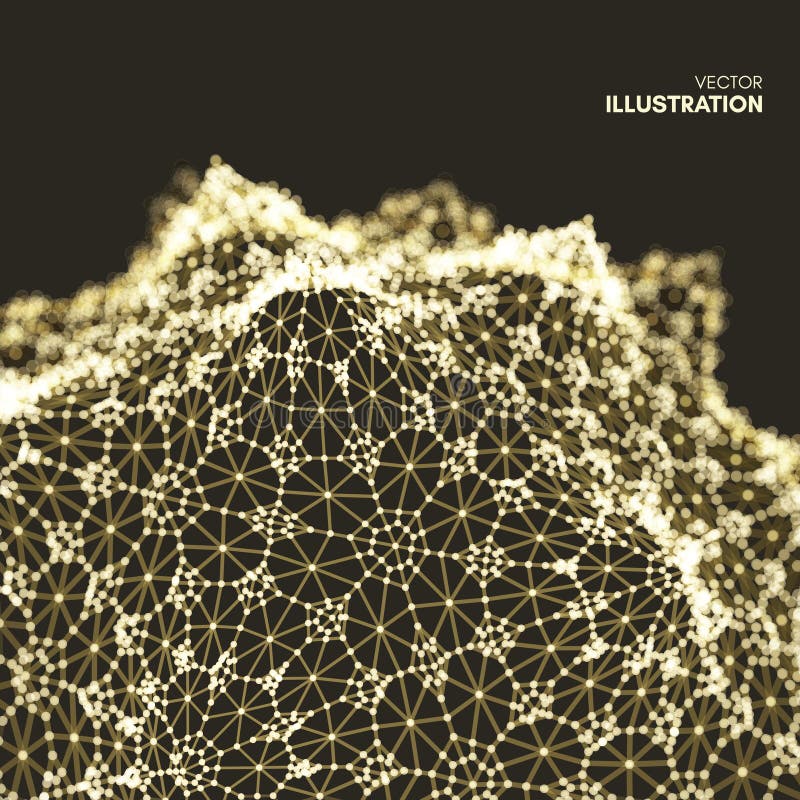 Futuristic Landscape Background with Shiny Grid. 3d Low-poly Terrain ...