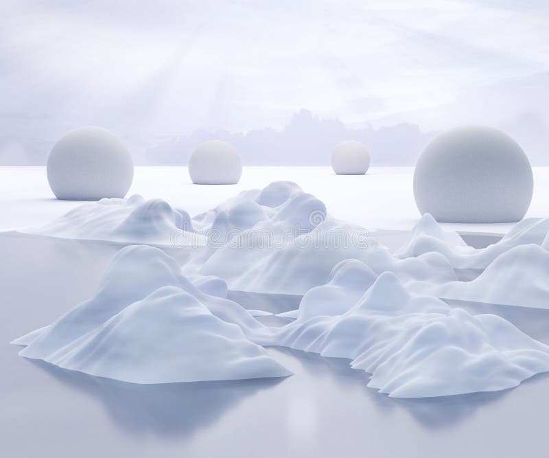 Futuristic Landscape in Cold Colors. 3d Illustration Stock Illustration ...