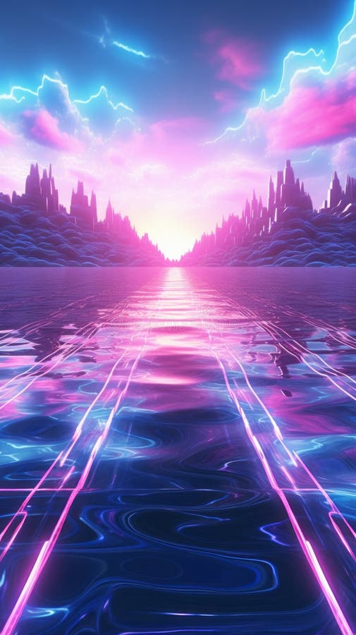A Futuristic Landscape Created through Computer Graphics Stock ...