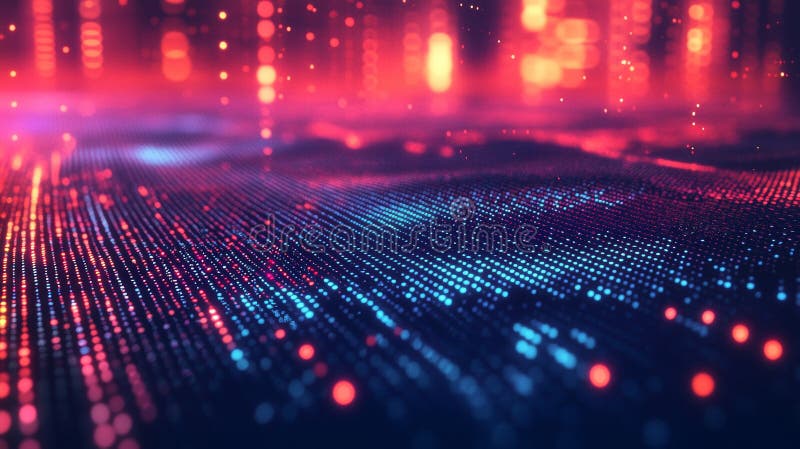 Futuristic Data Landscape with Red and Blue Lights Stock Image - Image ...
