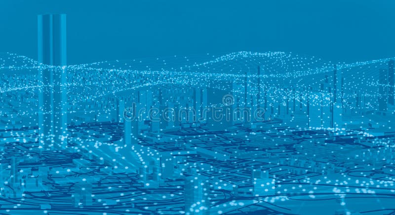 Futuristic Landscape Digital Network Technology White Metropolis and ...