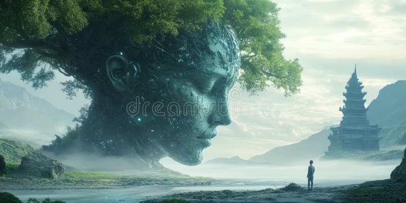 A Futuristic Landscape Merging AI and Nature, Symbolizing Harmony and ...