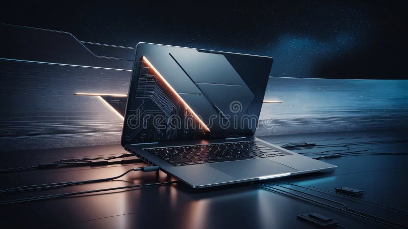 Futuristic Laptop Computer Technology Digital High Quality Image Stock ...