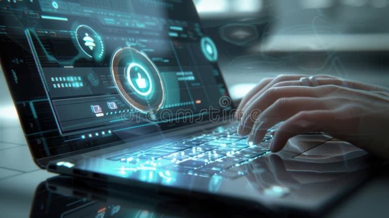 The Futuristic Laptop Interface.AI Generated Image Stock Image - Image ...