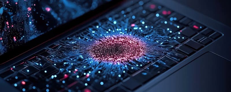 Futuristic Laptop Keyboard with Abstract Glowing Design Representing ...