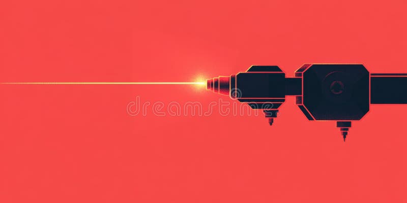 Futuristic Laser Cutting Machine in Action with Bright Beam on Red ...