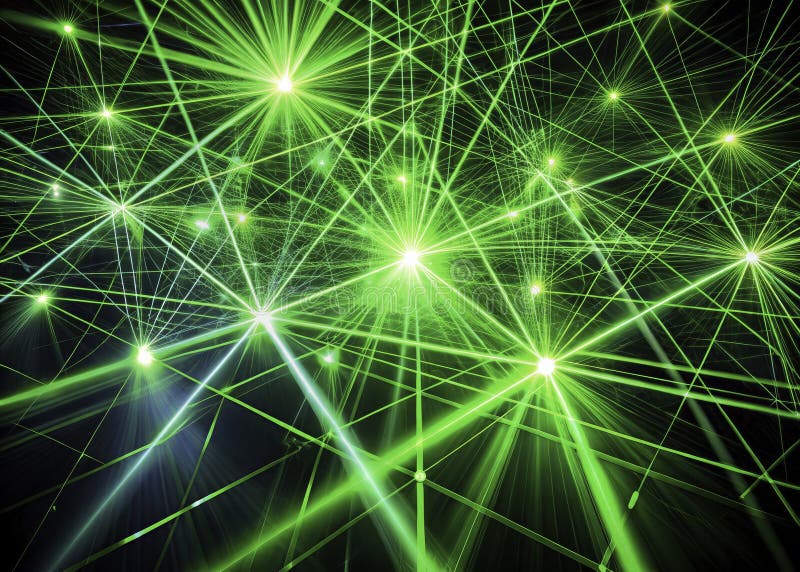 A Futuristic Laser Network Intricate Green Laser Grid Creates a Dynamic ...