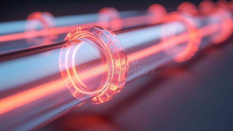 Futuristic Laser Technology with Bright Red Light Beams and Circular ...