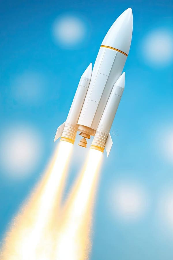 A Digital Launch Experience of a Space Rocket Soaring through a Bright ...