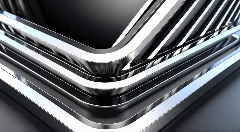 ...Futuristic Layered Chrome Design with Sharp Angles Stock ...