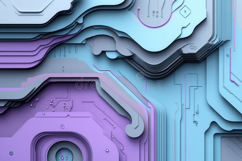 Futuristic Layered Paper Art Featuring Abstract Circuits and Data Flows ...