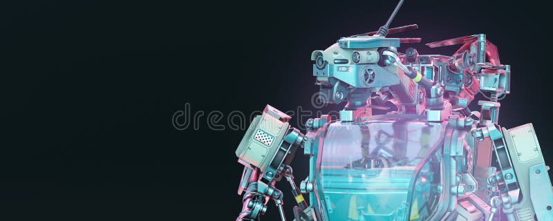 Futuristic Layout with Robot and Copy Space for Your Text. Artificial ...