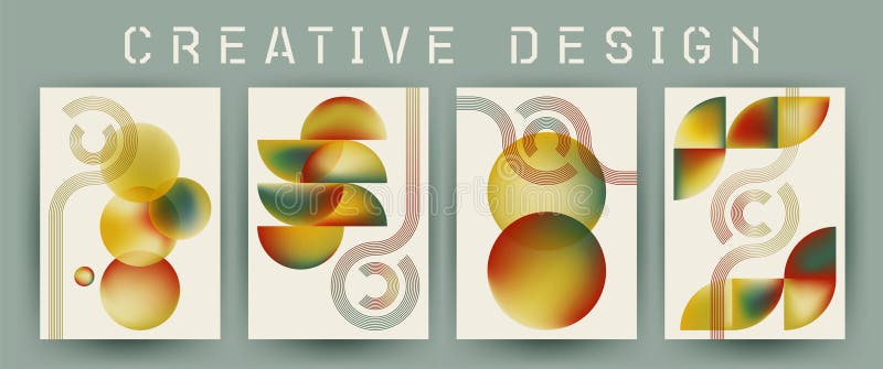 Futuristic Layout Set with Structured Graphic Elements. Minimalist ...