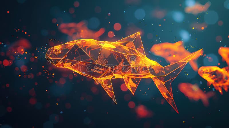 Futuristic Leadership, Teamwork Concept with Glowing Low Polygonal ...