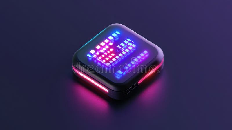 Futuristic LED Digital Display Cube with Vibrant Pink and Blue L Stock ...