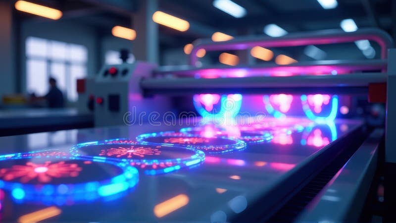 Futuristic LED Disc Production Line High-Tech Manufacturing Process ...
