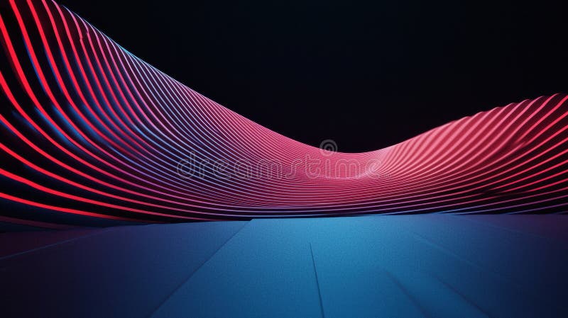 Futuristic LED Frame Shaped Like a Wave with Vibrant Colors in a Dark ...