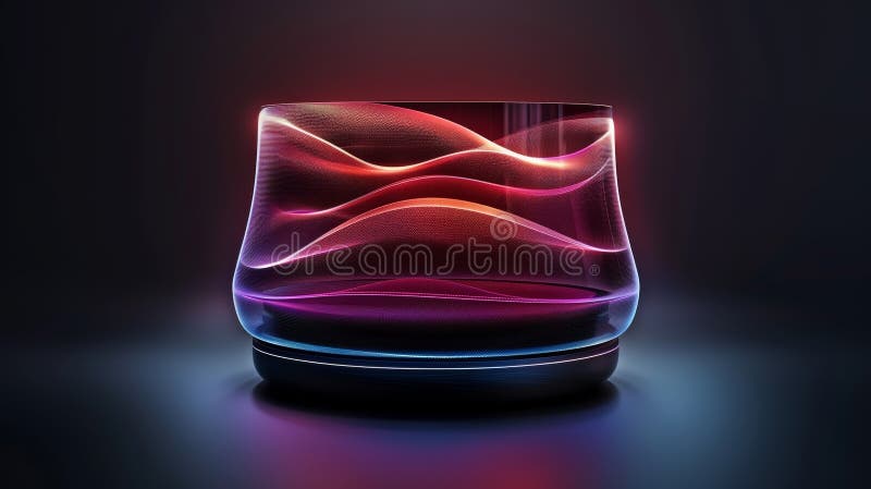 Futuristic LED Lampshade with Vibrant Neon Light Waves, Creating a ...