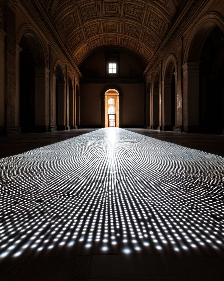 Futuristic LED Light Installation with Glowing Digital Patterns Stock ...