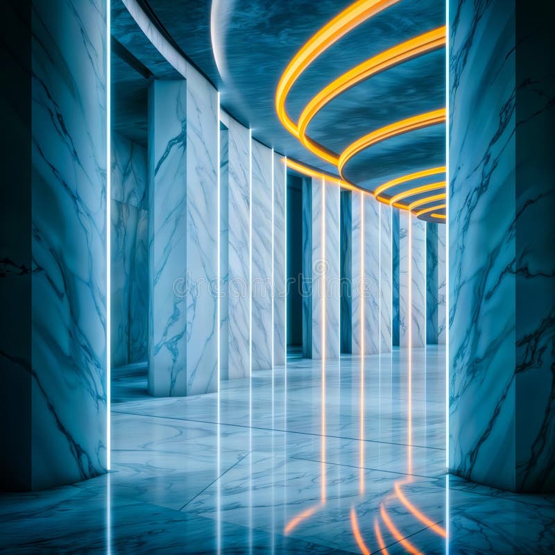 Futuristic Hallway with Colorful LED Strip Lighting, Generative Ai ...