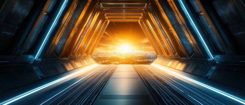 Futuristic LED-lit Platform Overlooking a Vibrant Hyper-realistic ...