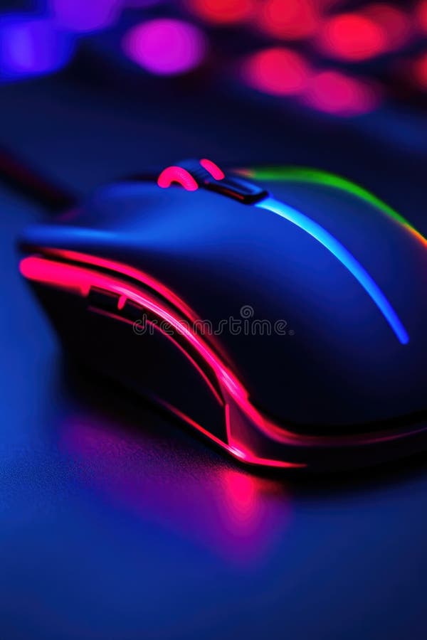 Futuristic LED Mouse with Neon Backlighting. Stock Illustration ...