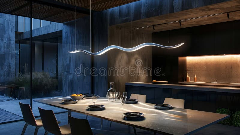 Futuristic LED Pendant Lighting for Modern Dining Stock Illustration ...