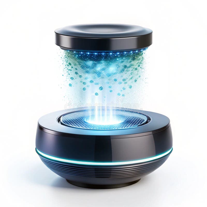 Levitating Glowing Air Purifier with Floating Air Particles Stock ...