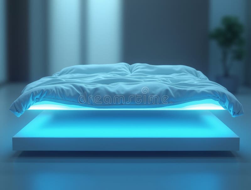 Futuristic Levitating Bed on Illuminated Surface for Modern Interior ...