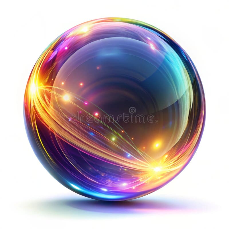 Levitating Glowing Bubble with Animated Light Trails Stock Illustration ...