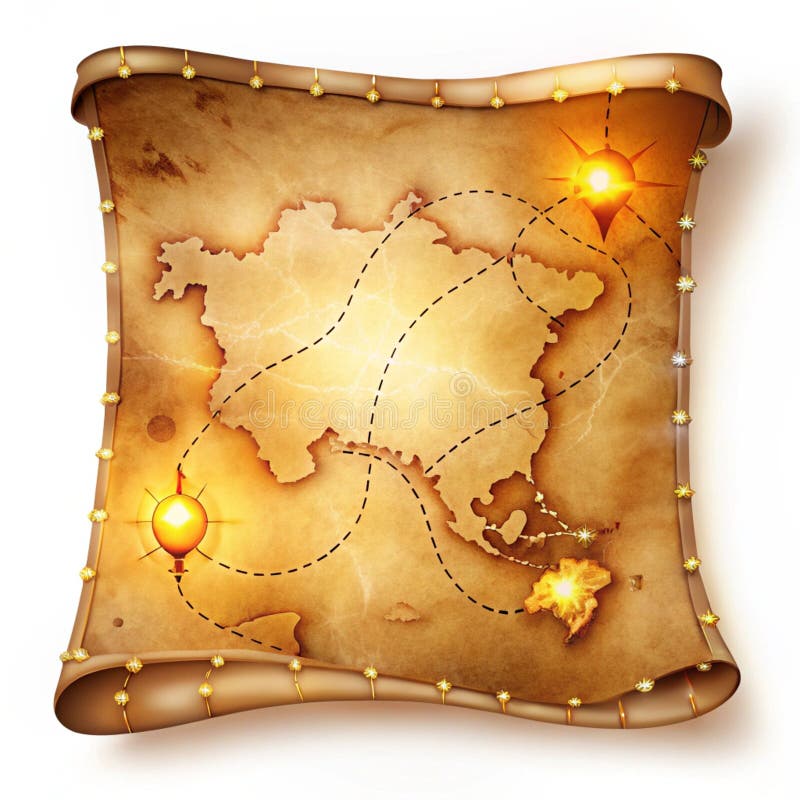 Glowing Treasure in a Room with Piles of Gold. Old Steampunk Treasure ...