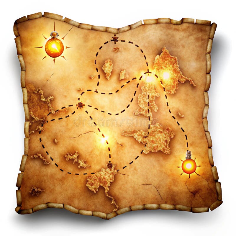 Glowing Treasure in a Room with Piles of Gold. Old Steampunk Treasure ...