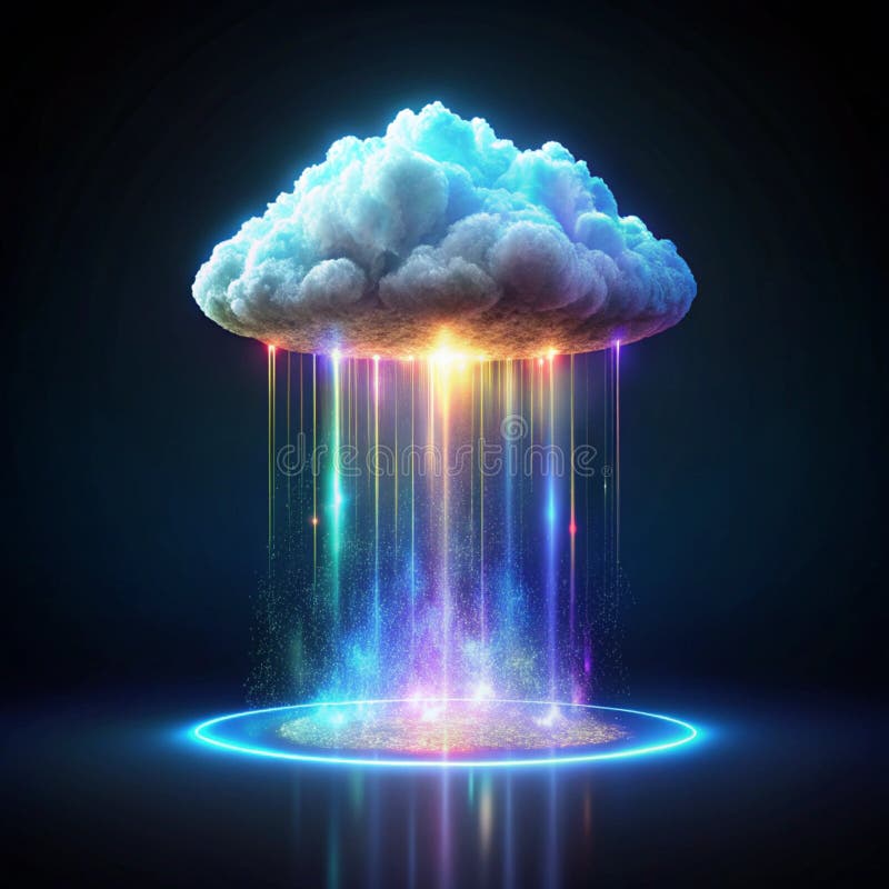 Levitating Holographic Cloud with Glowing Light Beams Stock ...