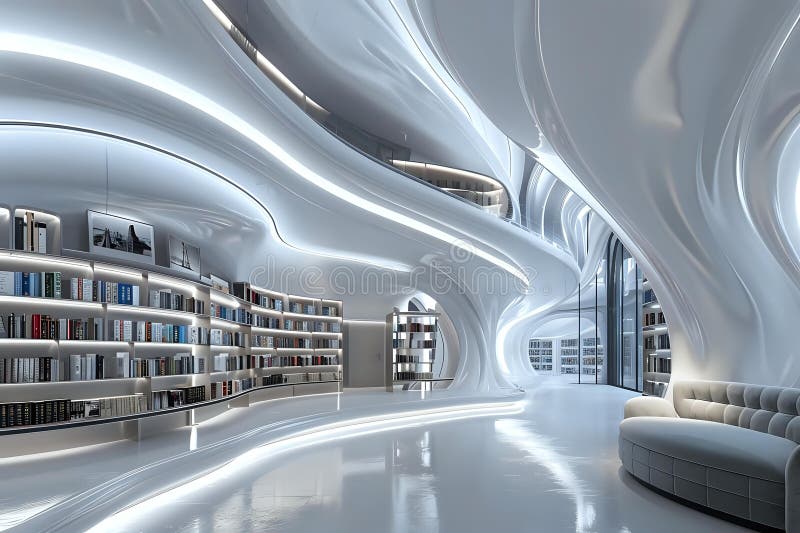Futuristic Library Design, Exploring Fluid Architectural Forms ...