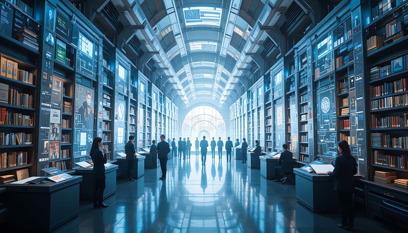 Futuristic Library of the Future Stock Photo - Image of architecture ...