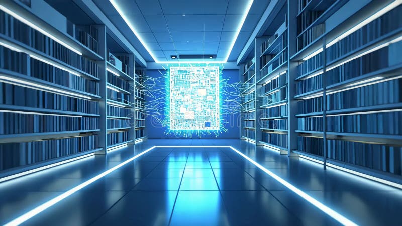 Futuristic Library: Where Knowledge Meets Technology Stock Video ...