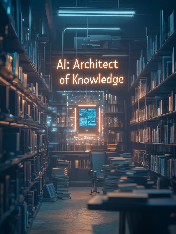 Futuristic Library Showcasing Holographic Displays of Knowledge and ...