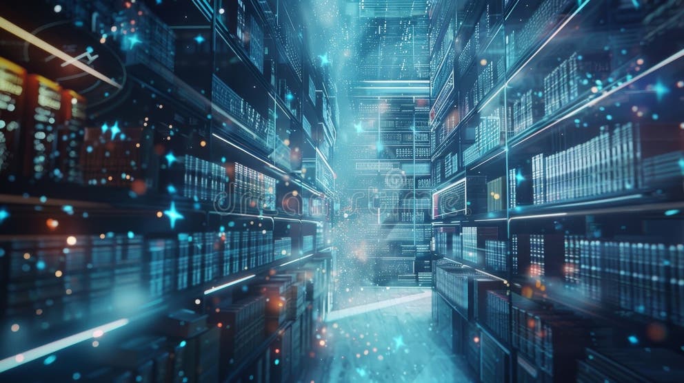 Futuristic Library Storing Digital Information in a Virtual Server Room ...
